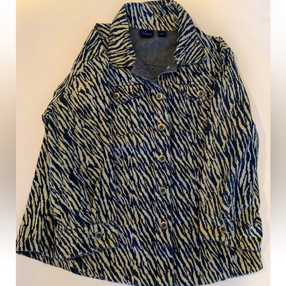 Westbound | Jackets & Coats | Westbound Blue White Denim Jacket Zebra ...